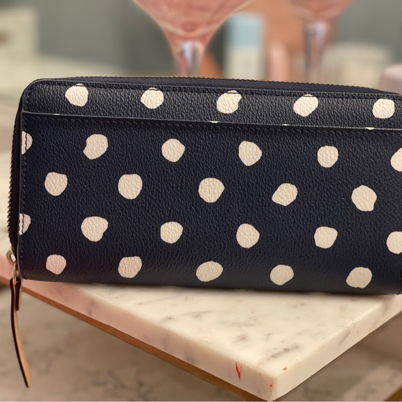 kate spade | Bags | Kate Spade Blue And White Polka Dot Wallet | Poshmark